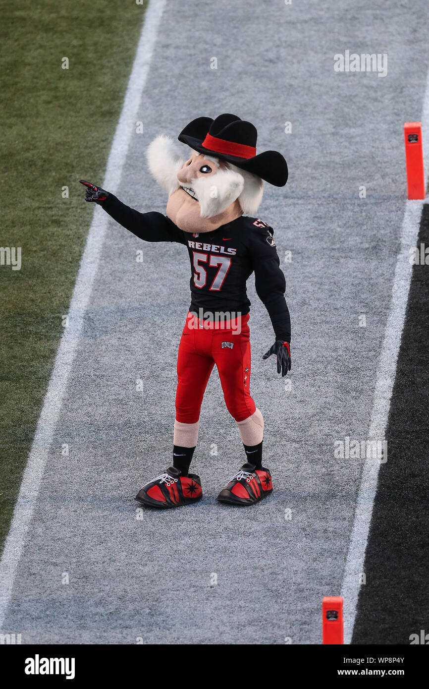 Las Vegas, NV, USA. 7th Sep, 2019. The UNLV Rebels mascot on the field ...