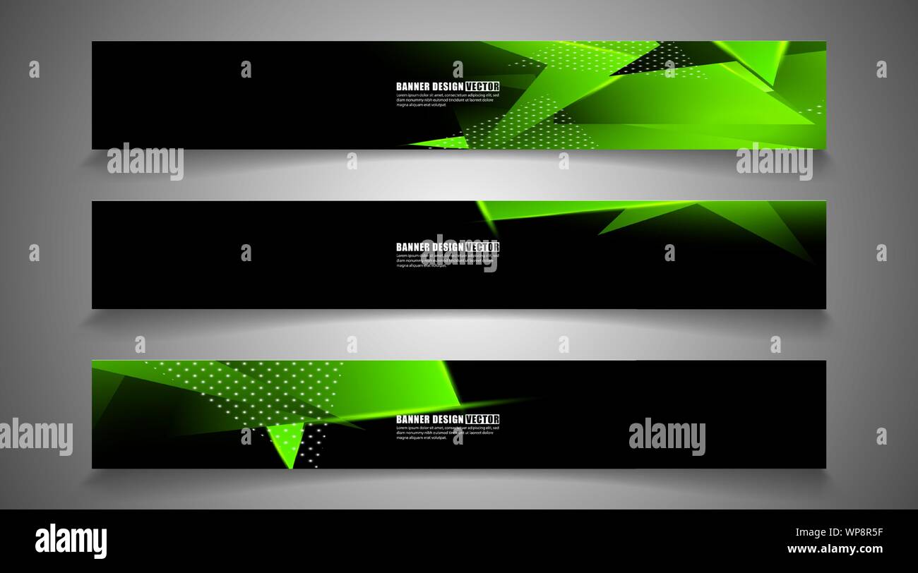 set the triangle background light header banner. Abstract composition of 3D triangles. Modern ...