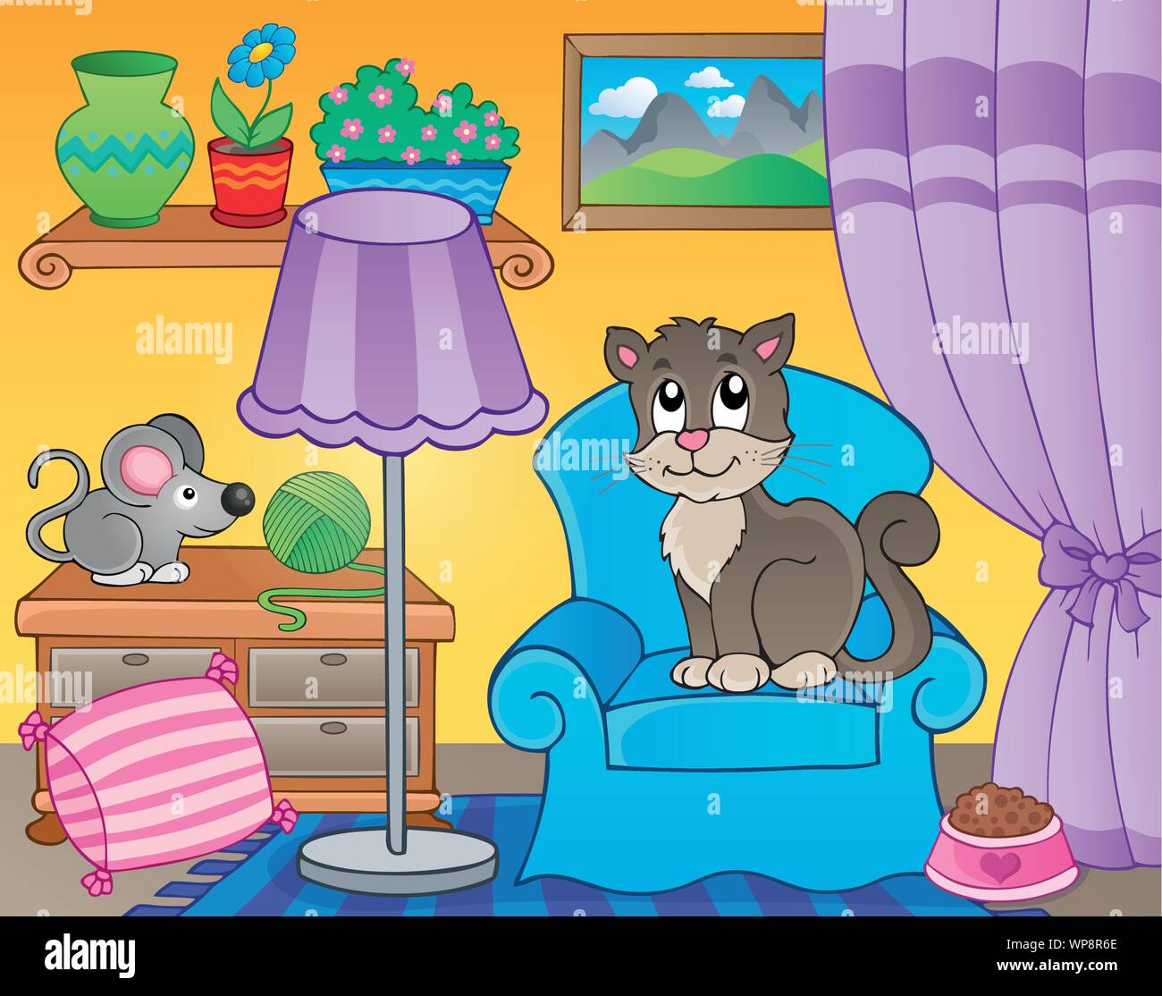 Interior home cat on Stock Vector Images - Alamy