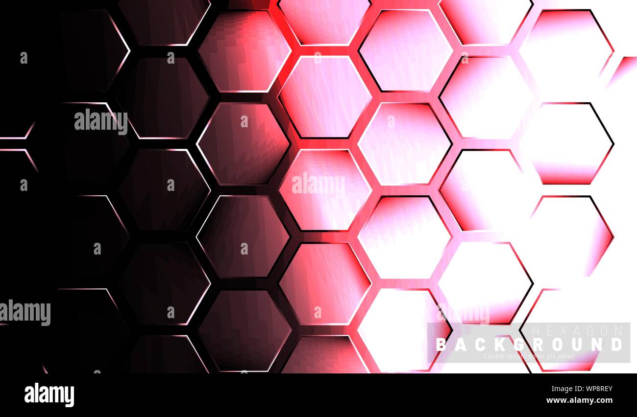 Abstract hexagon gradient colorful light pattern with a dark background technology style ...