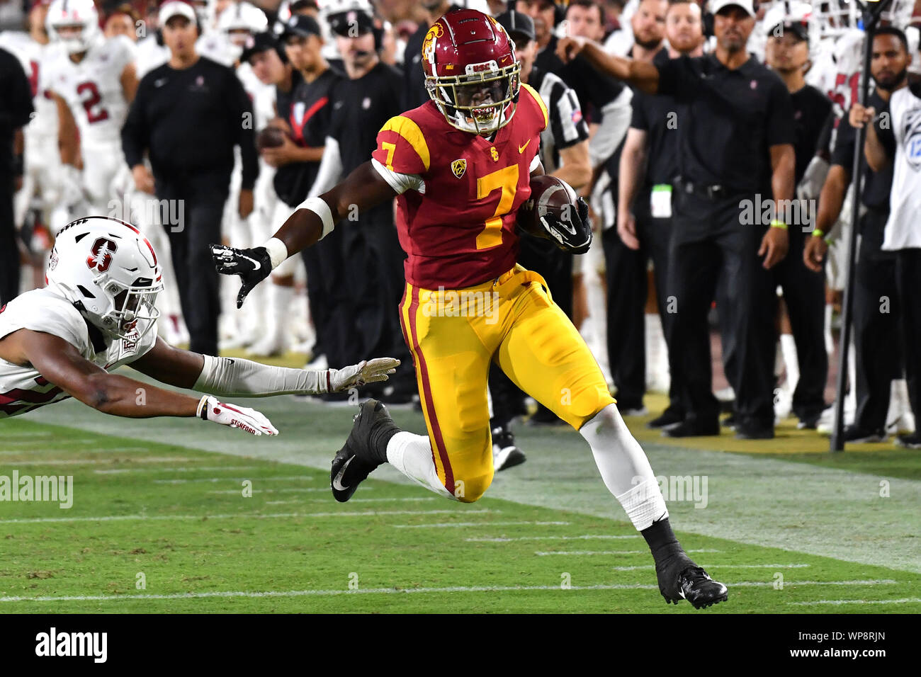 Los Angeles, CA. 7th Sep, 2019. USC Trojans running back Stephen Carr ...