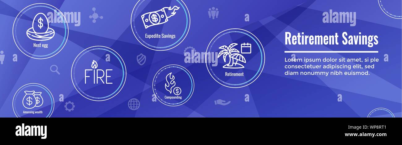 Retirement Savings Icon Set as well as Web Header Banner Stock Vector ...