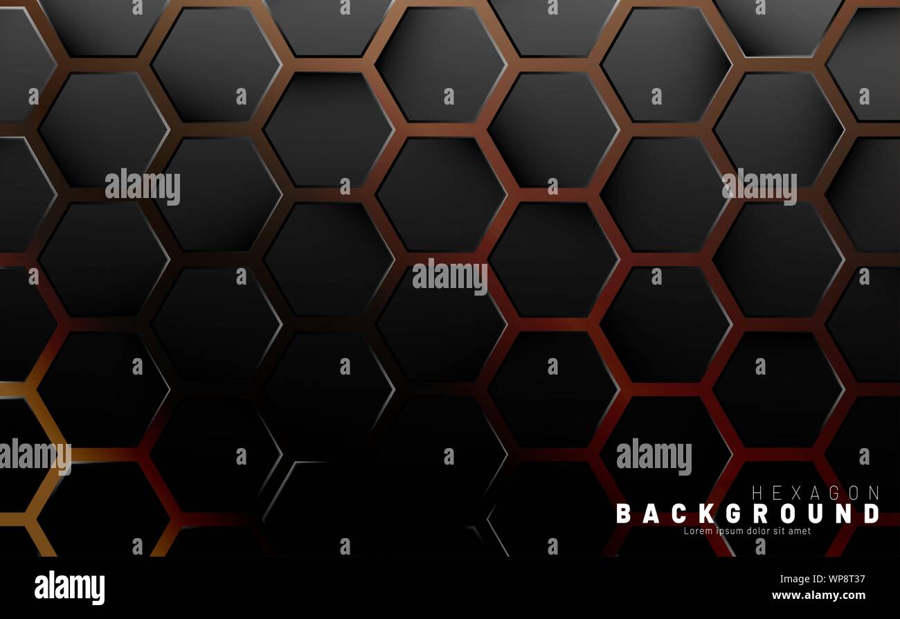 Abstract black hexagon pattern on a technology style of neon gradient background. Honeycomb ...