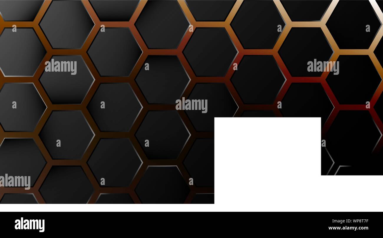 Abstract black hexagon pattern on a technology style of neon gradient background. Honeycomb ...
