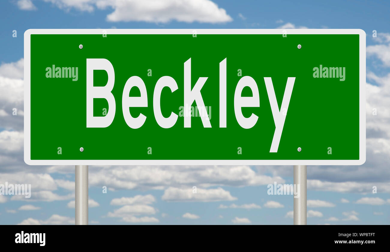 Rendering of a green highway sign for Beckley West Virginia Stock Photo ...