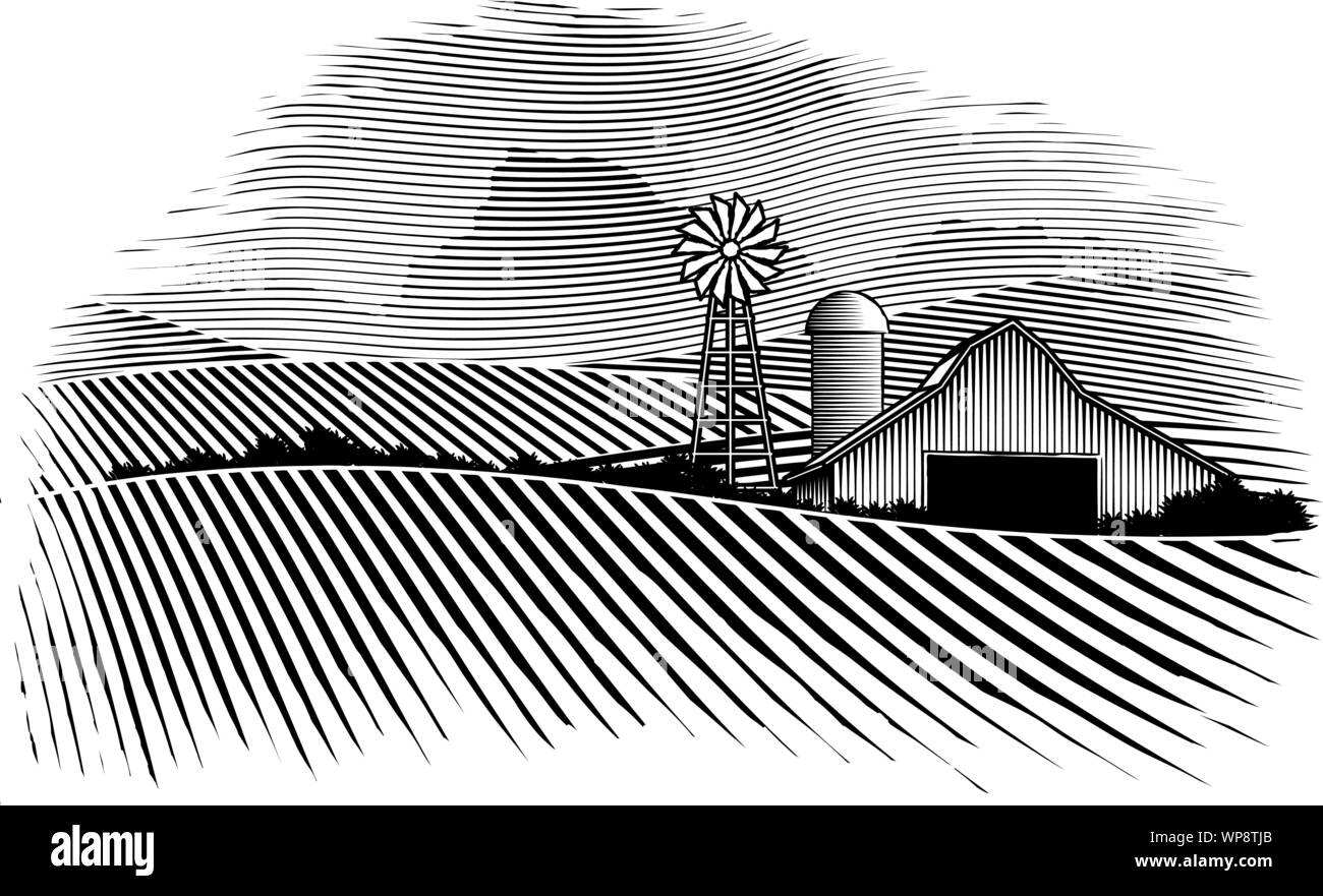 Farm Land Clipart Black And White