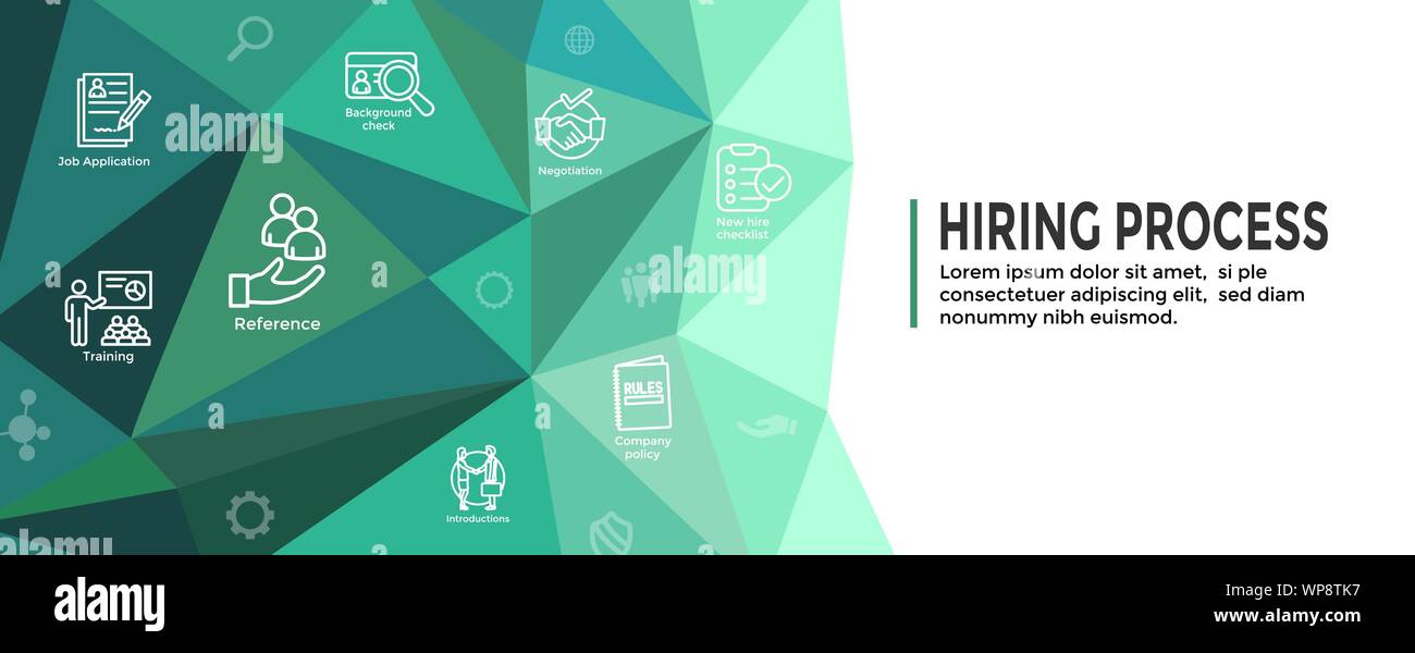 The Hiring Process icon set and web header banner Stock Vector Image ...