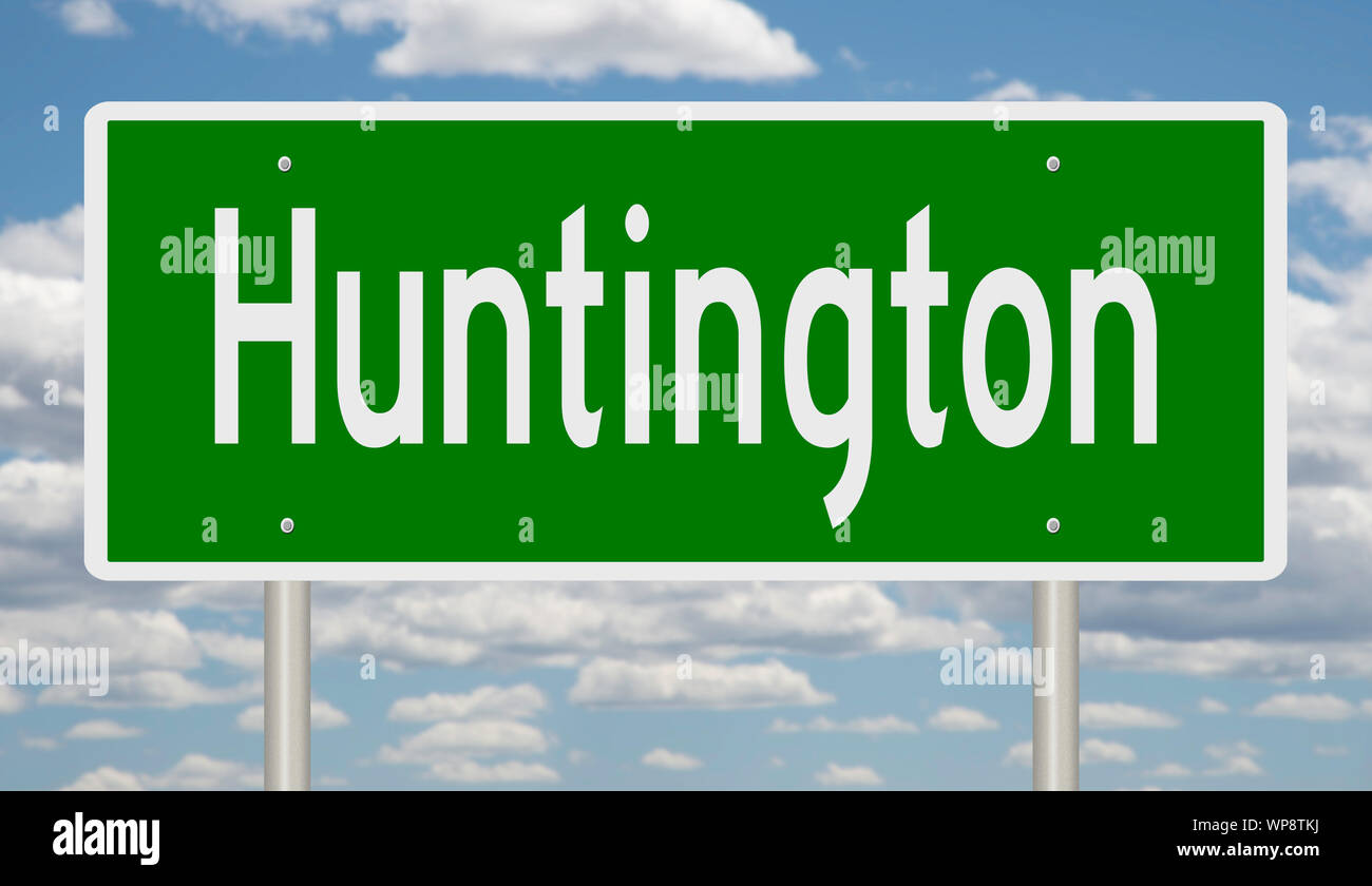 Rendering of a green highway sign for Huntington West Virginia Stock ...