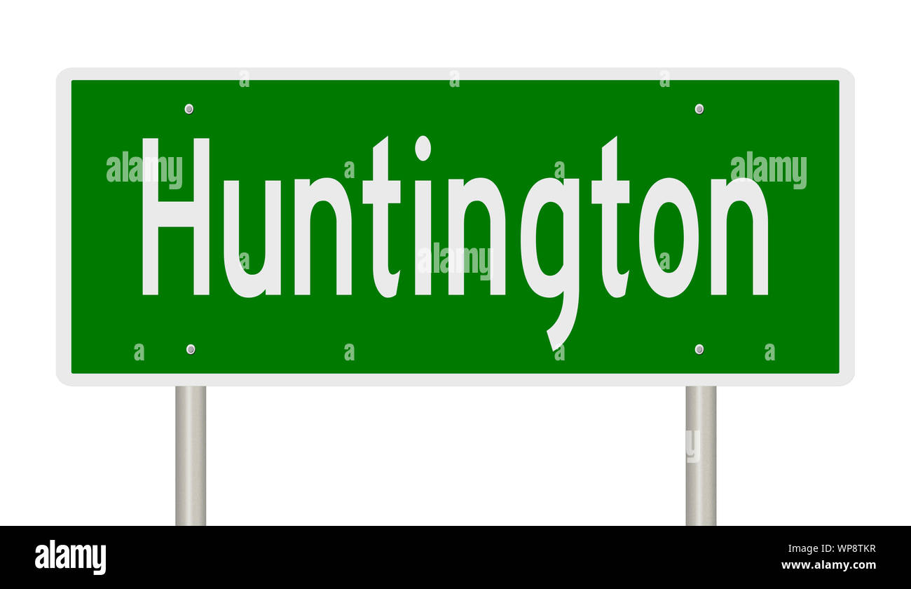 Rendering of a green highway sign for Huntington West Virginia Stock ...
