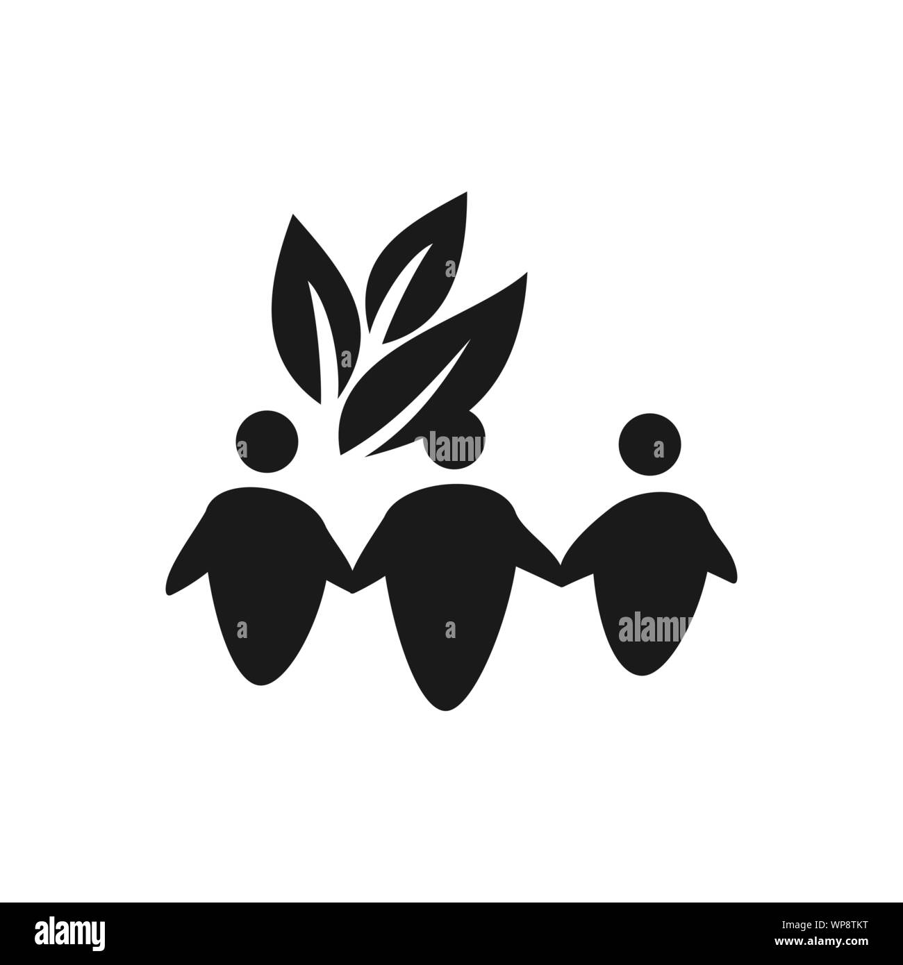 leaf people Commitment Teamwork Together Black Logo Stock Vector Image ...