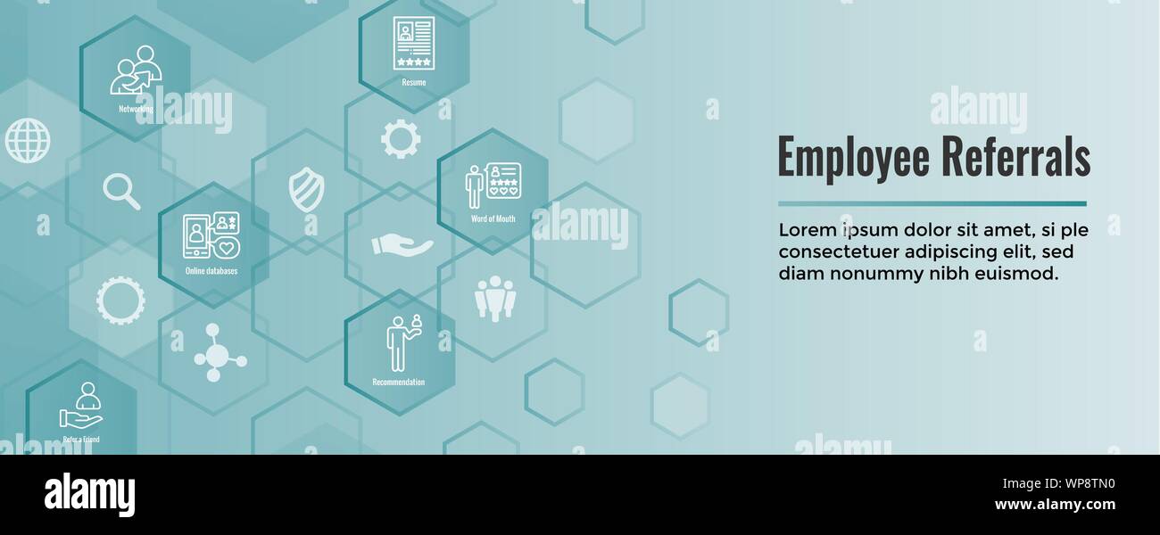 Employee Referrals Icon Set w Web Header Banner Stock Vector Image ...