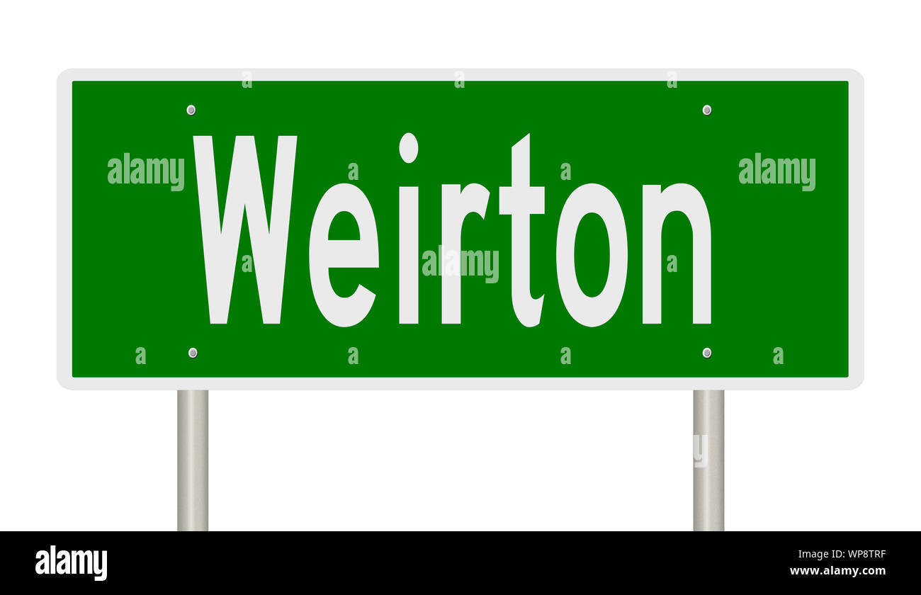 Rendering of a green highway sign for Weirton West Virginia Stock Photo ...