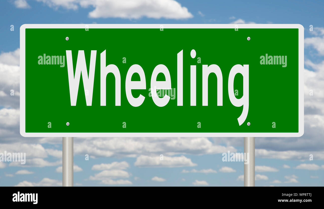 Rendering of a green highway sign for Wheeling West Virginia Stock ...