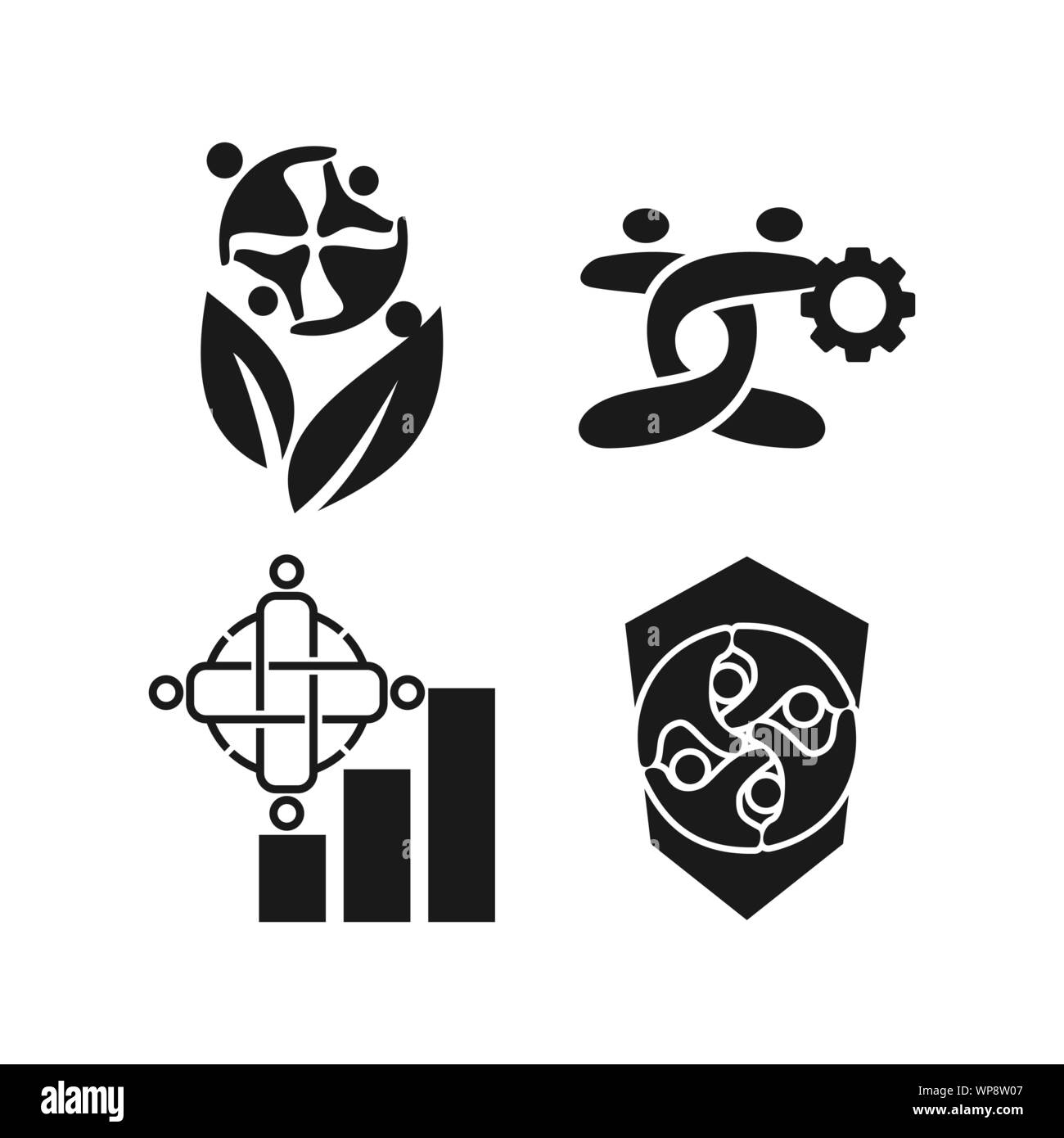 Gear Leaf Business Commitment Teamwork Together Black Logo Stock Vector Image & Art - Alamy