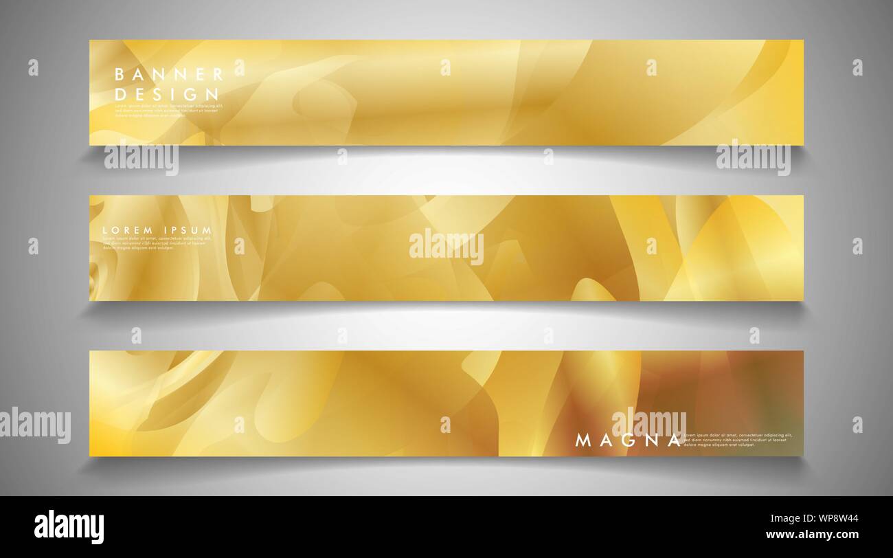 collection of banners, vector backgrounds with wavy gold colored ...