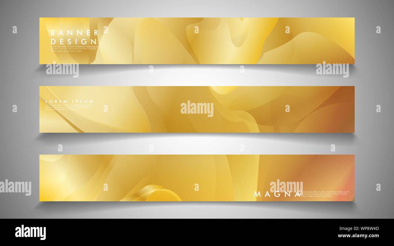 collection of banners, vector backgrounds with wavy gold colored ...