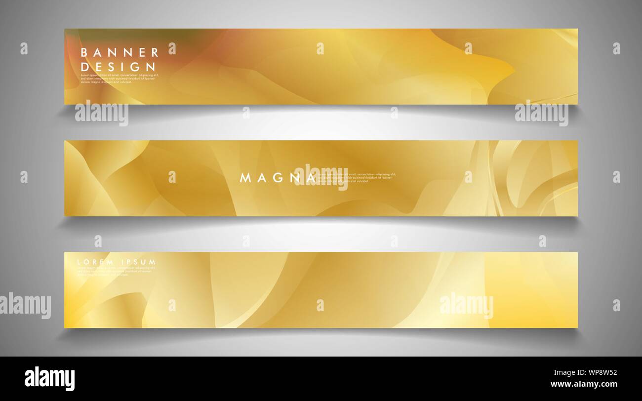 collection of banners, vector backgrounds with wavy gold colored ...