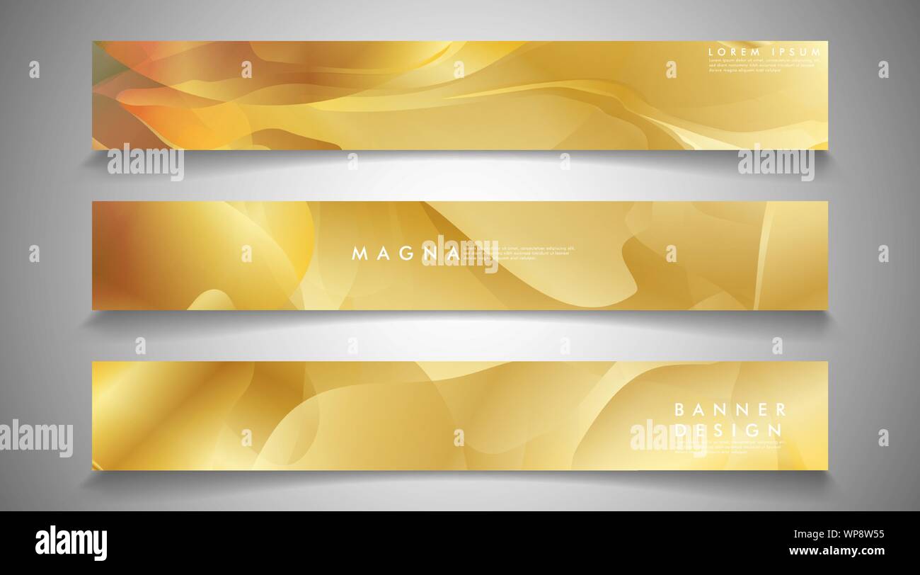 collection of banners, vector backgrounds with wavy gold colored ...