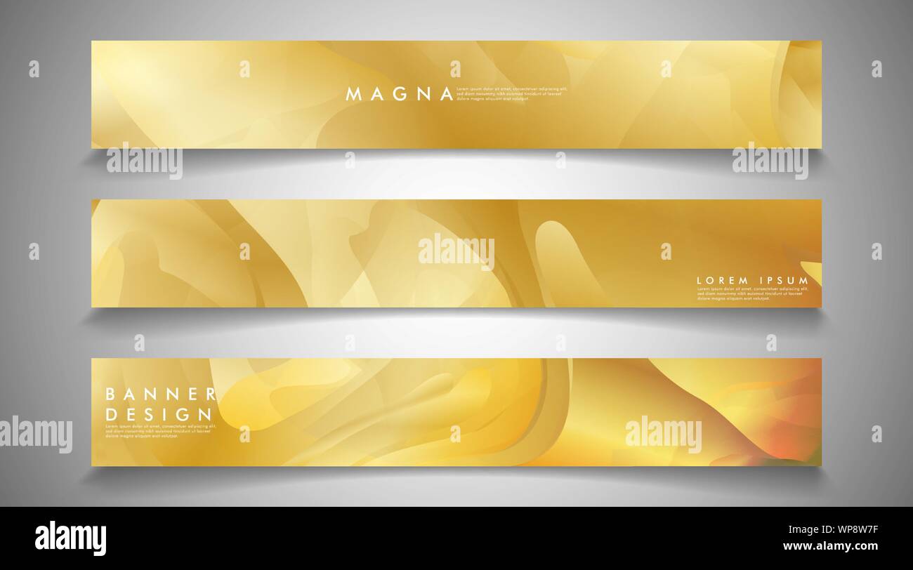 collection of banners, vector backgrounds with wavy gold colored ...