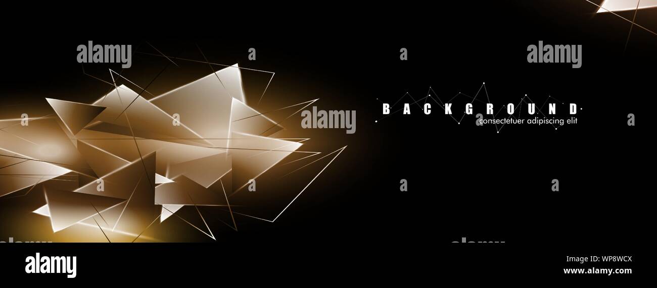 abstract background with glowing triangles that overlap. isolated black ...