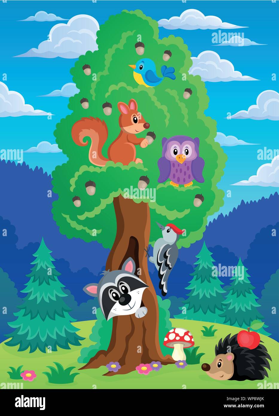 Tree with various animals theme 2 Stock Vector Image & Art - Alamy