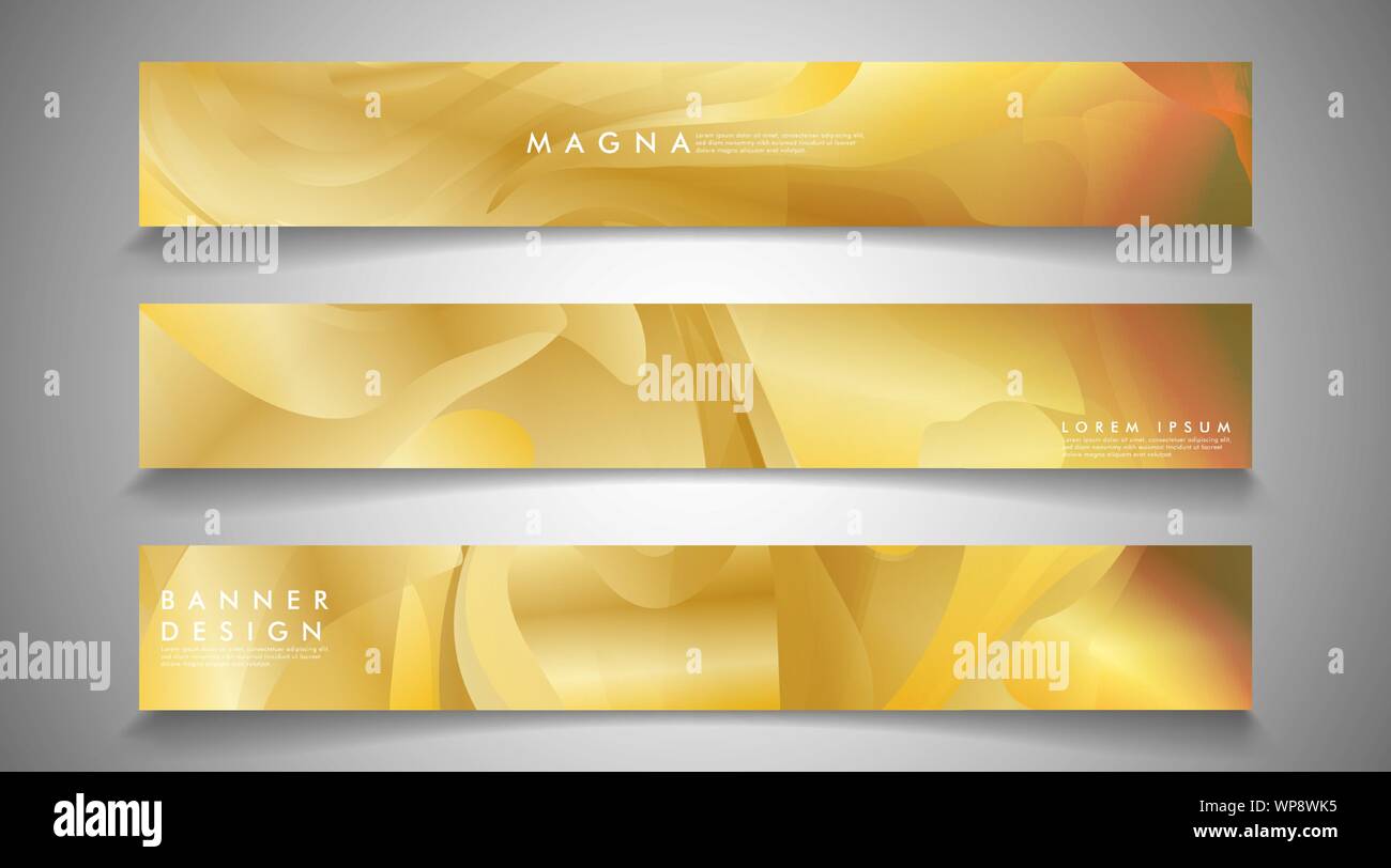 collection of banners, vector backgrounds with wavy gold colored ...