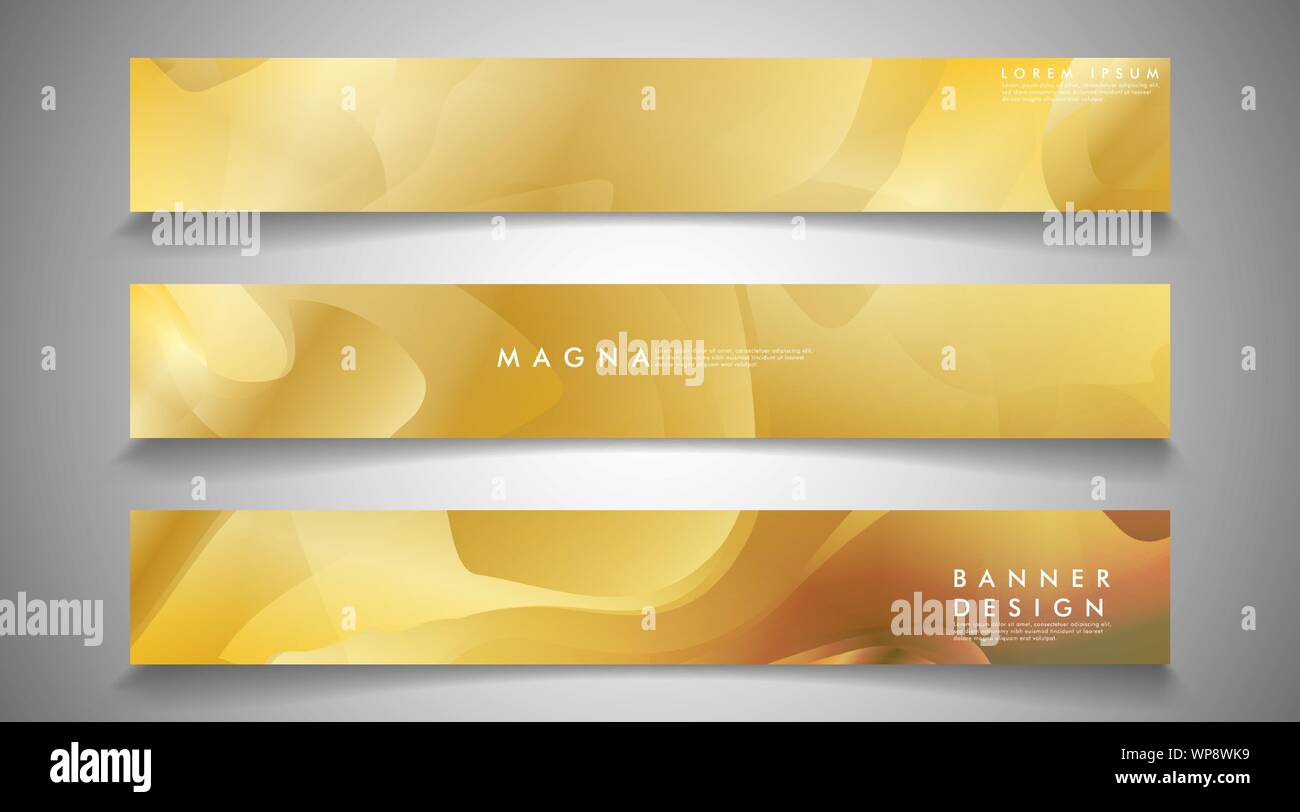 collection of banners, vector backgrounds with wavy gold colored ...
