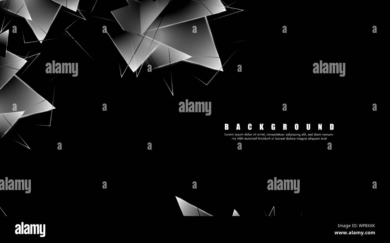 abstract background with glowing triangles that overlap. isolated black ...