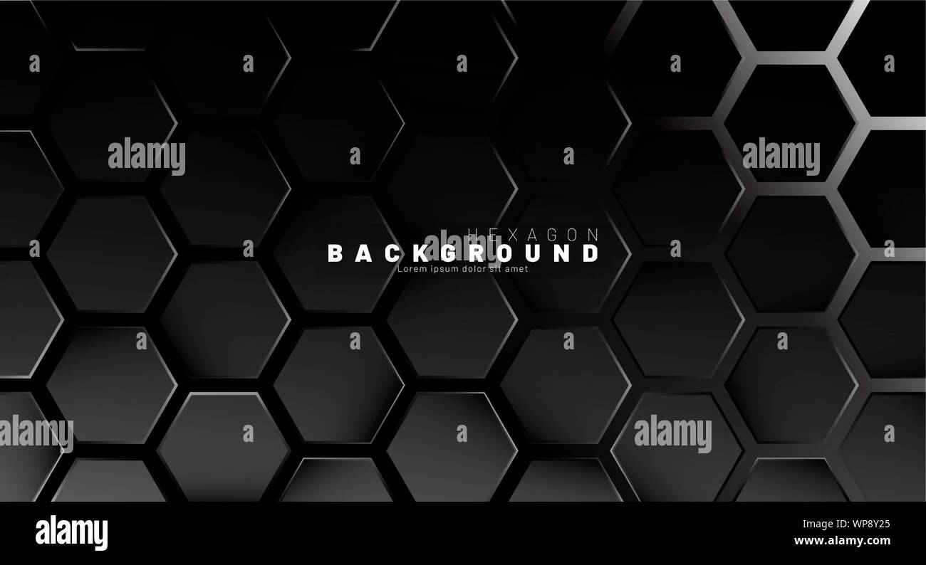 Abstract black hexagon pattern on a technology style of neon gradient background. Honeycomb ...