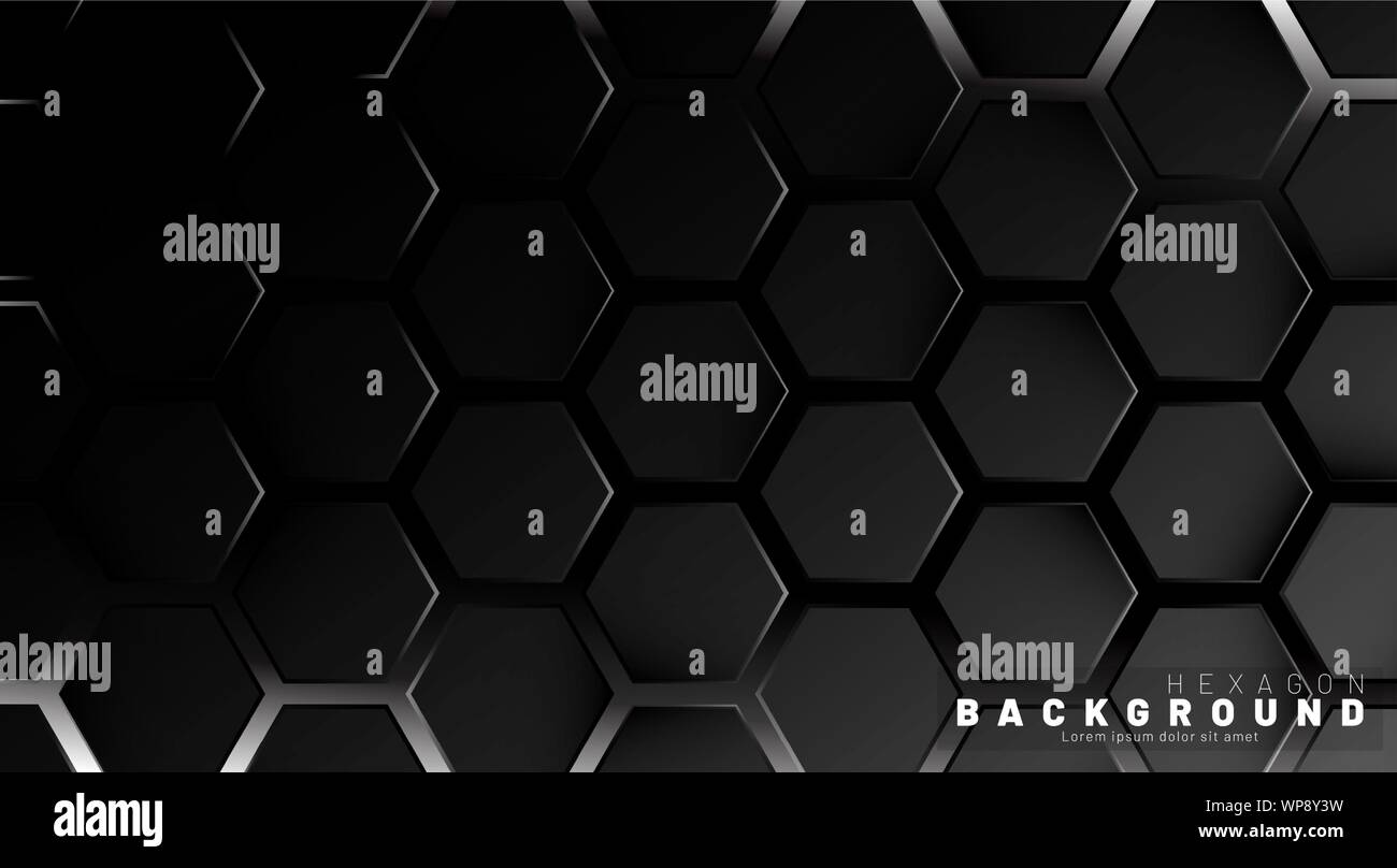 Abstract black hexagon pattern on a technology style of neon gradient background. Honeycomb ...