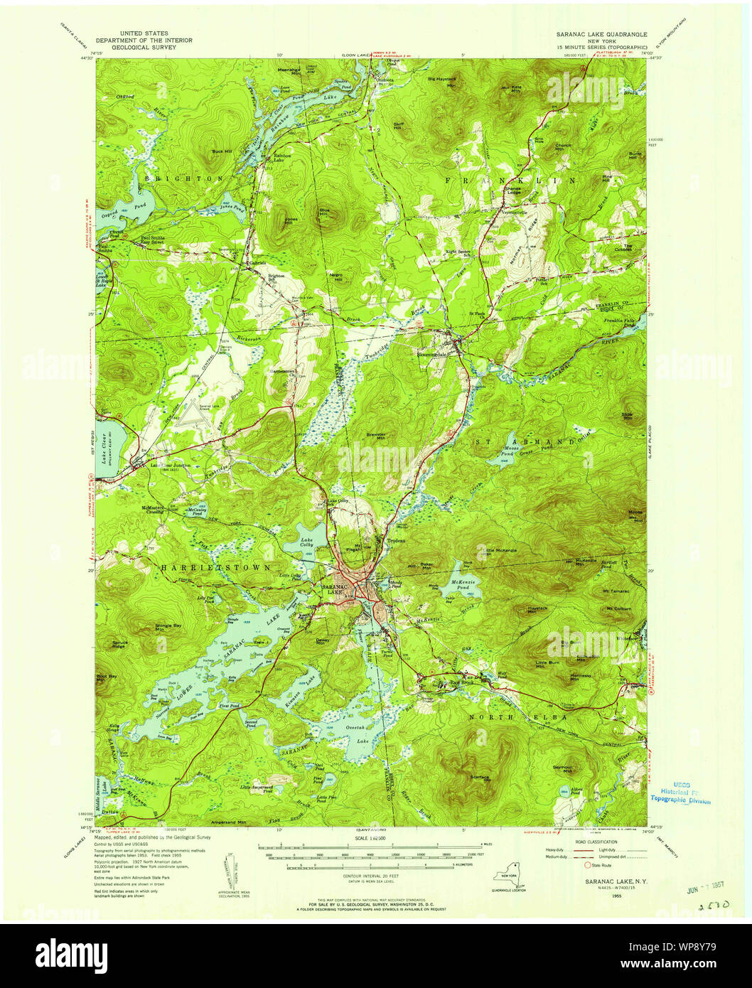 Map of saranac lake hi-res stock photography and images - Alamy