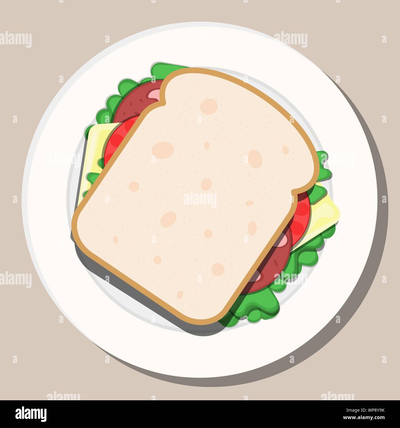 Vector drawing. Breakfast concept. Appetizing delicious sandwich Stock ...