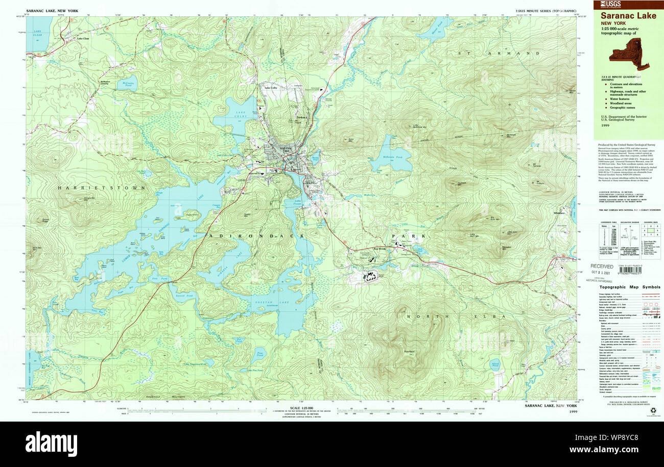Saranac lake map hi-res stock photography and images - Alamy