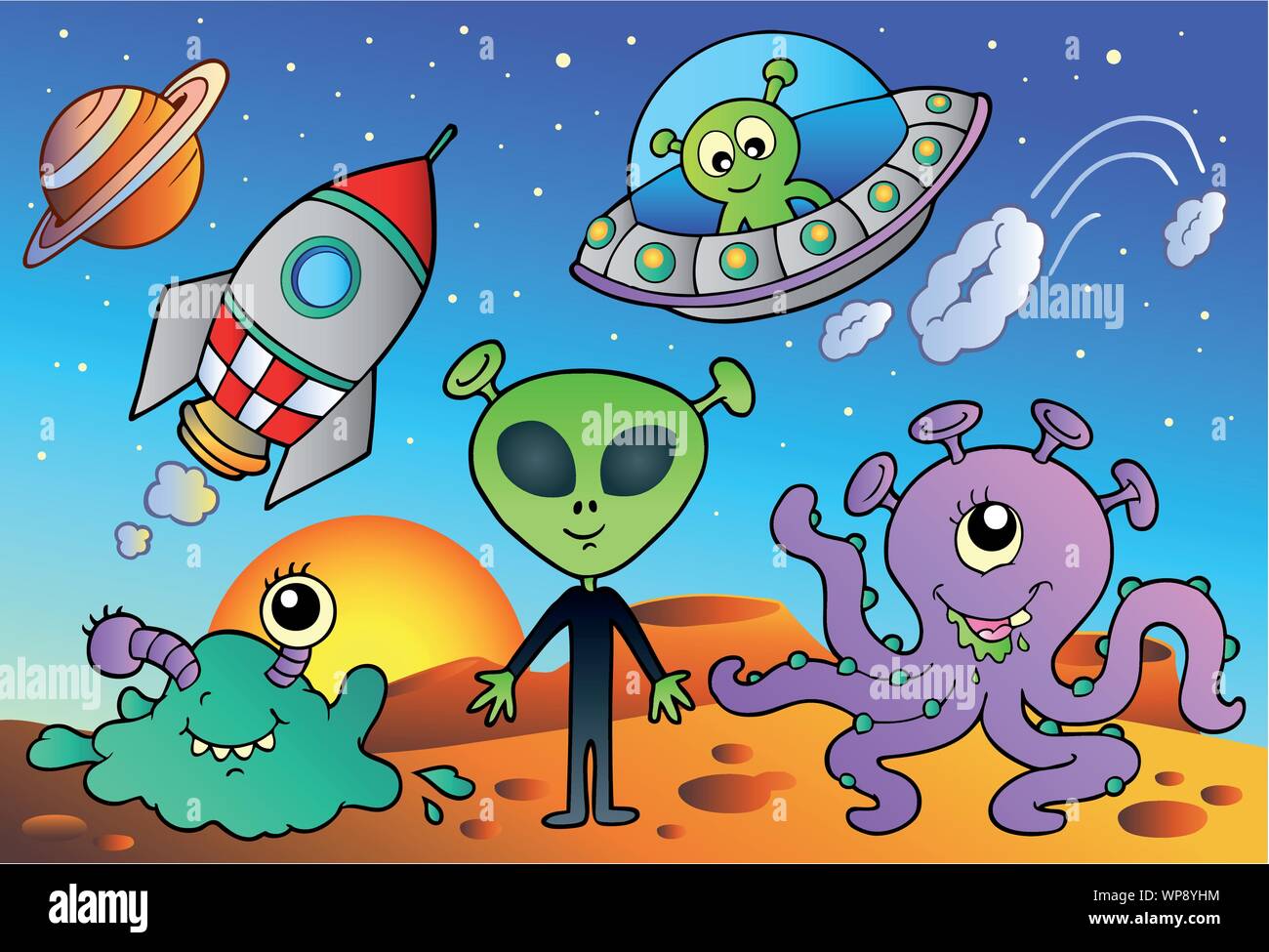 Alien spacecraft artwork Stock Vector Images - Alamy