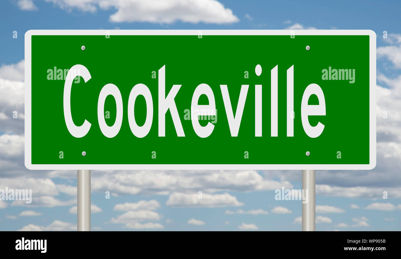 Rendering of a green highway sign for Cookeville Tennessee Stock Photo ...