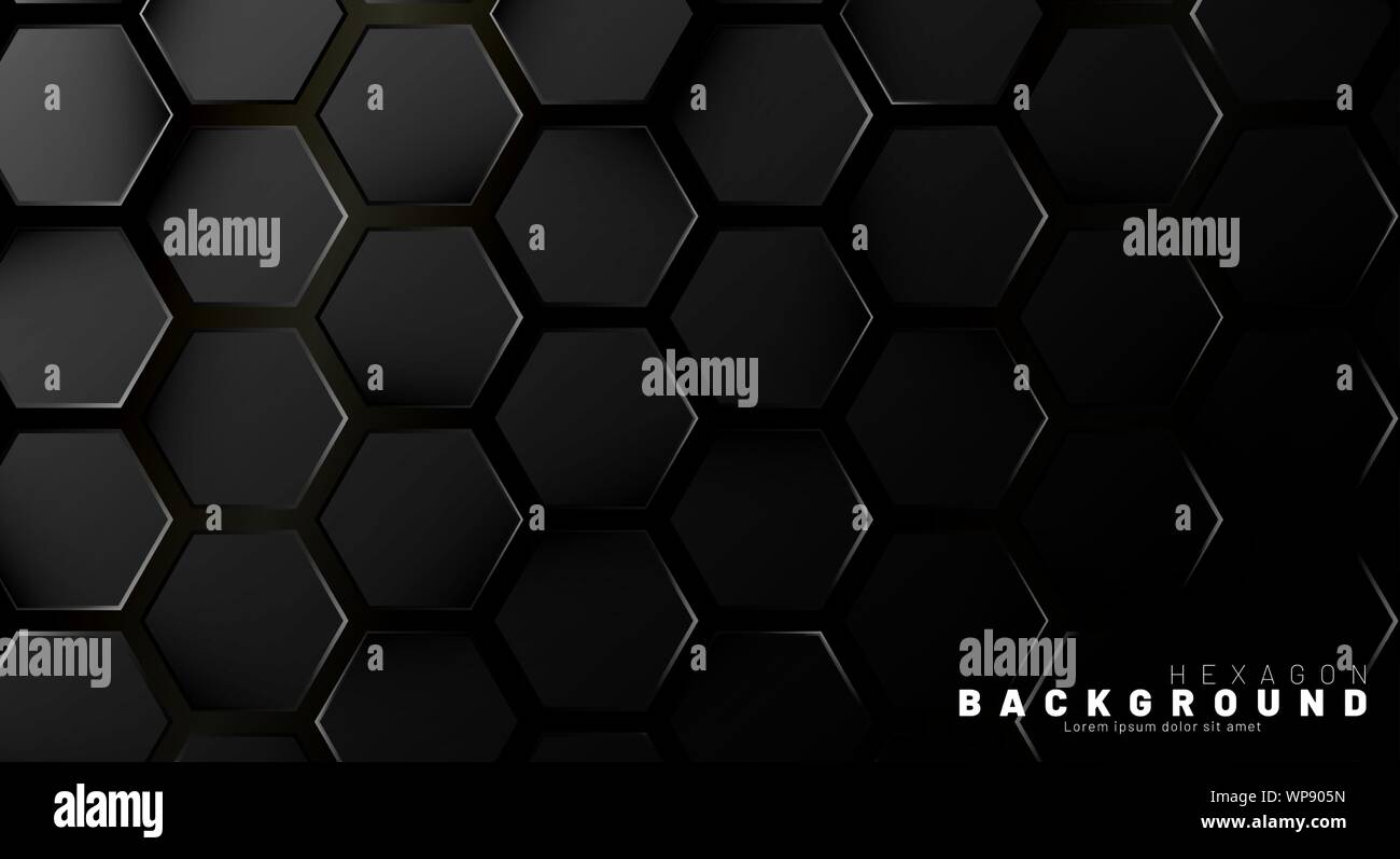 Abstract black hexagon pattern on a technology style of neon gradient background. Honeycomb ...