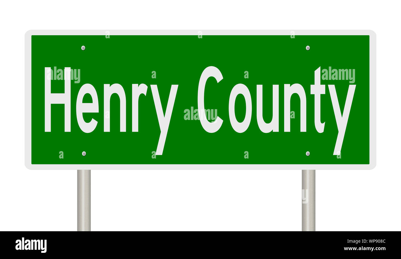 Rendering of a green highway sign for Henry County Tennessee Stock ...