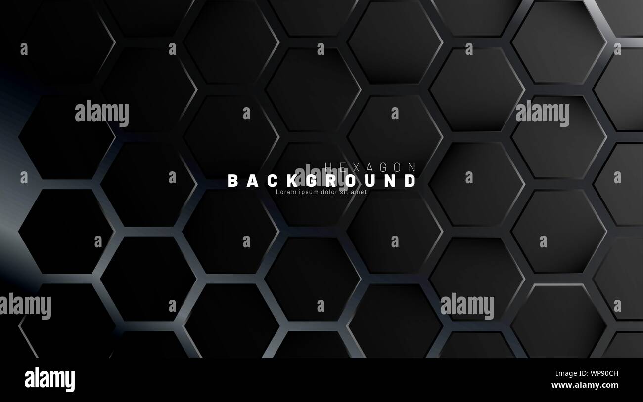 Abstract black hexagon pattern on a technology style of neon gradient background. Honeycomb ...