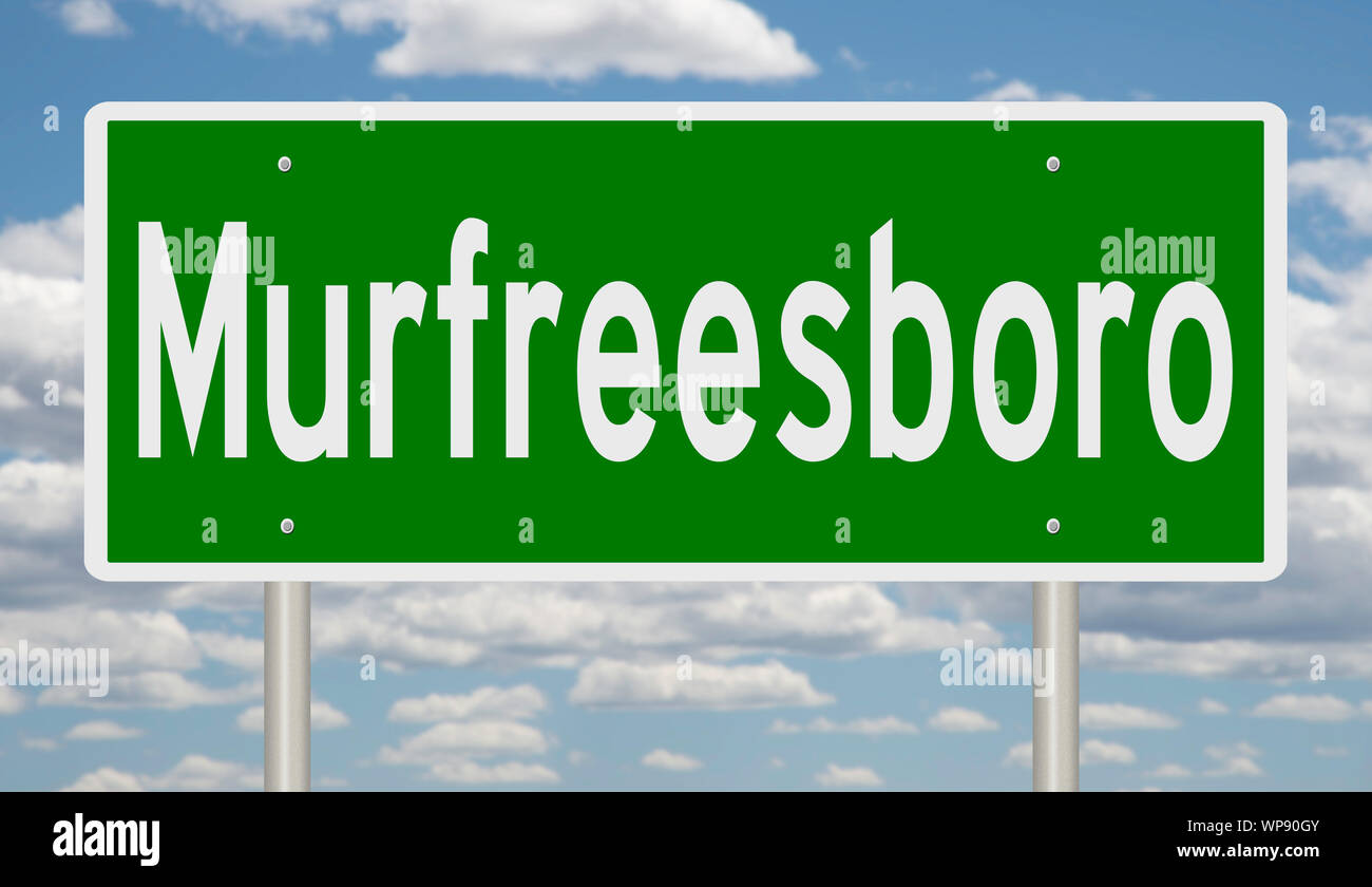 Rendering of a green highway sign for Murfreesboro Tennessee Stock ...
