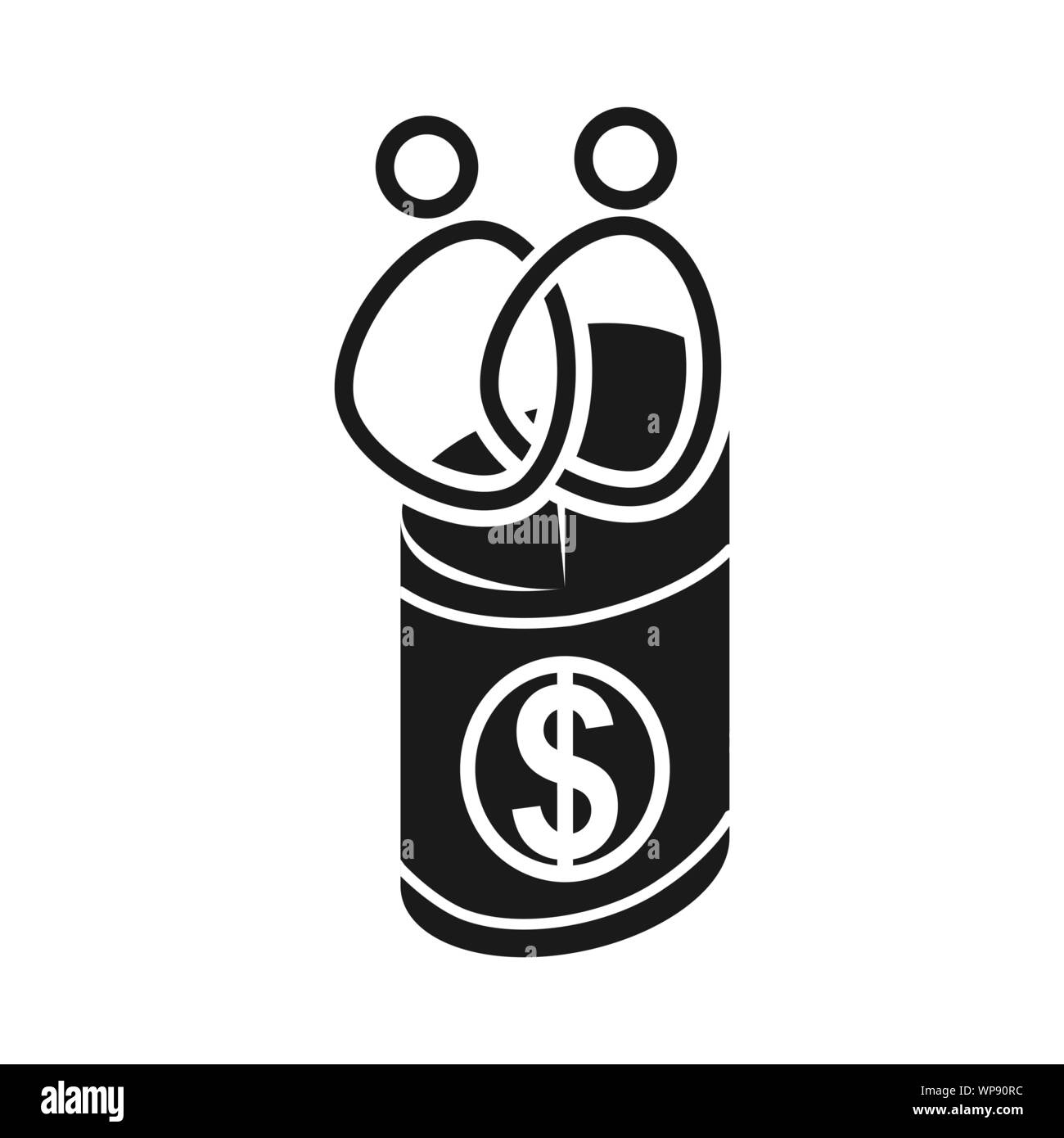 Money roll Commitment Teamwork Together Black Logo Stock Vector Image ...