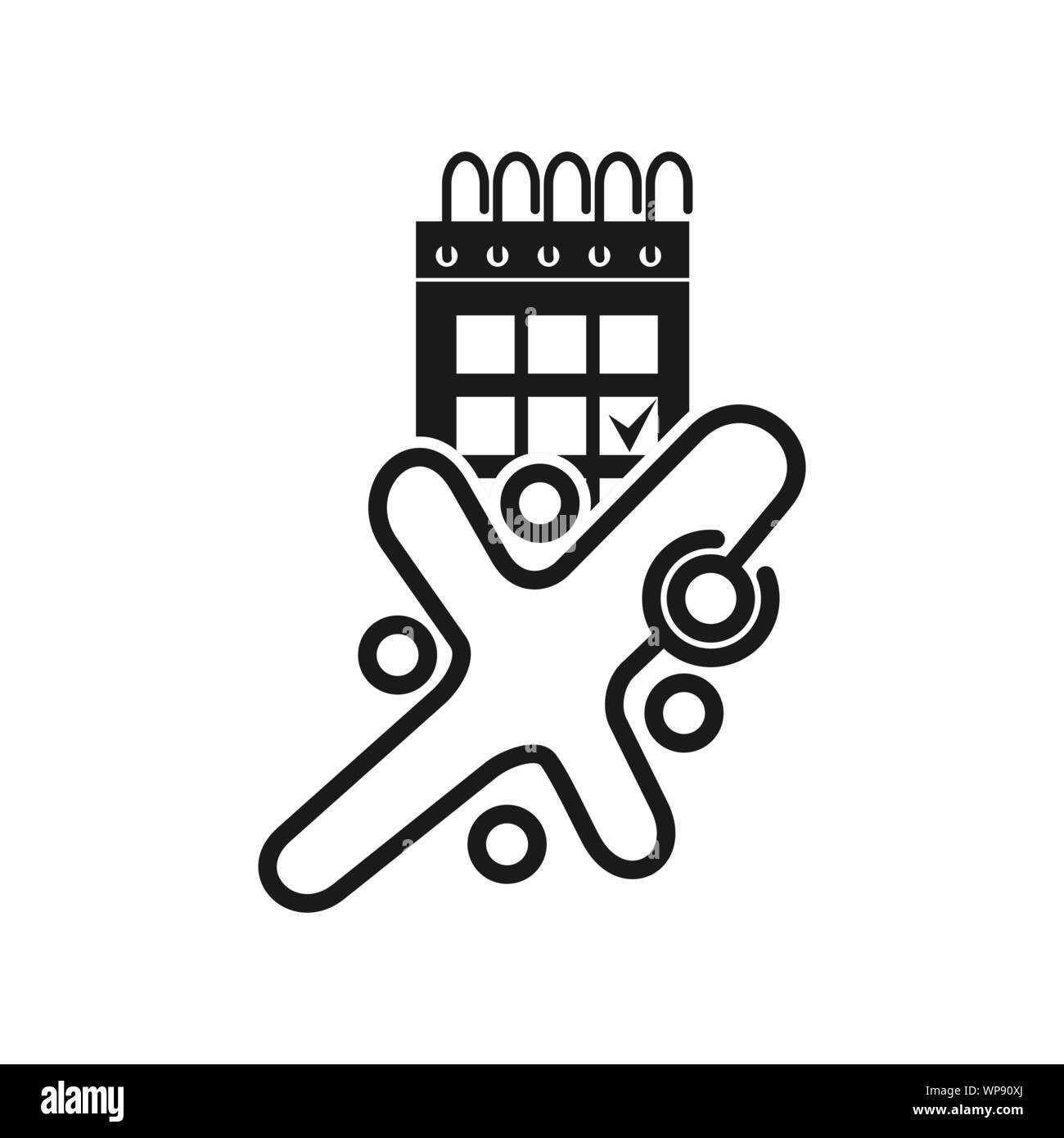 Calendar Time Commitment Teamwork Together Black Logo Stock Vector ...