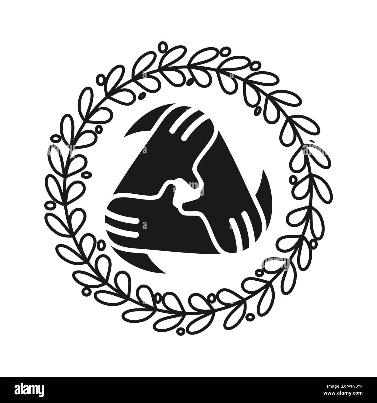 leaf triangle hand Commitment Teamwork Together Black Logo Stock Vector Image & Art - Alamy