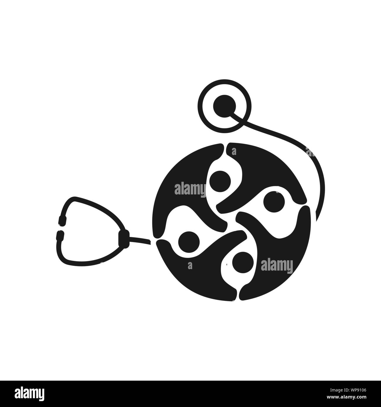 stethoscope Commitment Teamwork Together Black Logo Stock Vector Image & Art - Alamy