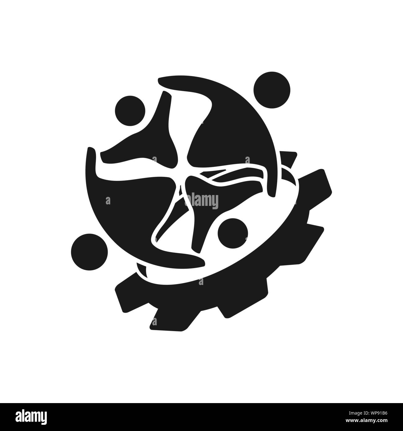 gear machine Commitment Teamwork Together Black Logo Stock Vector Image ...