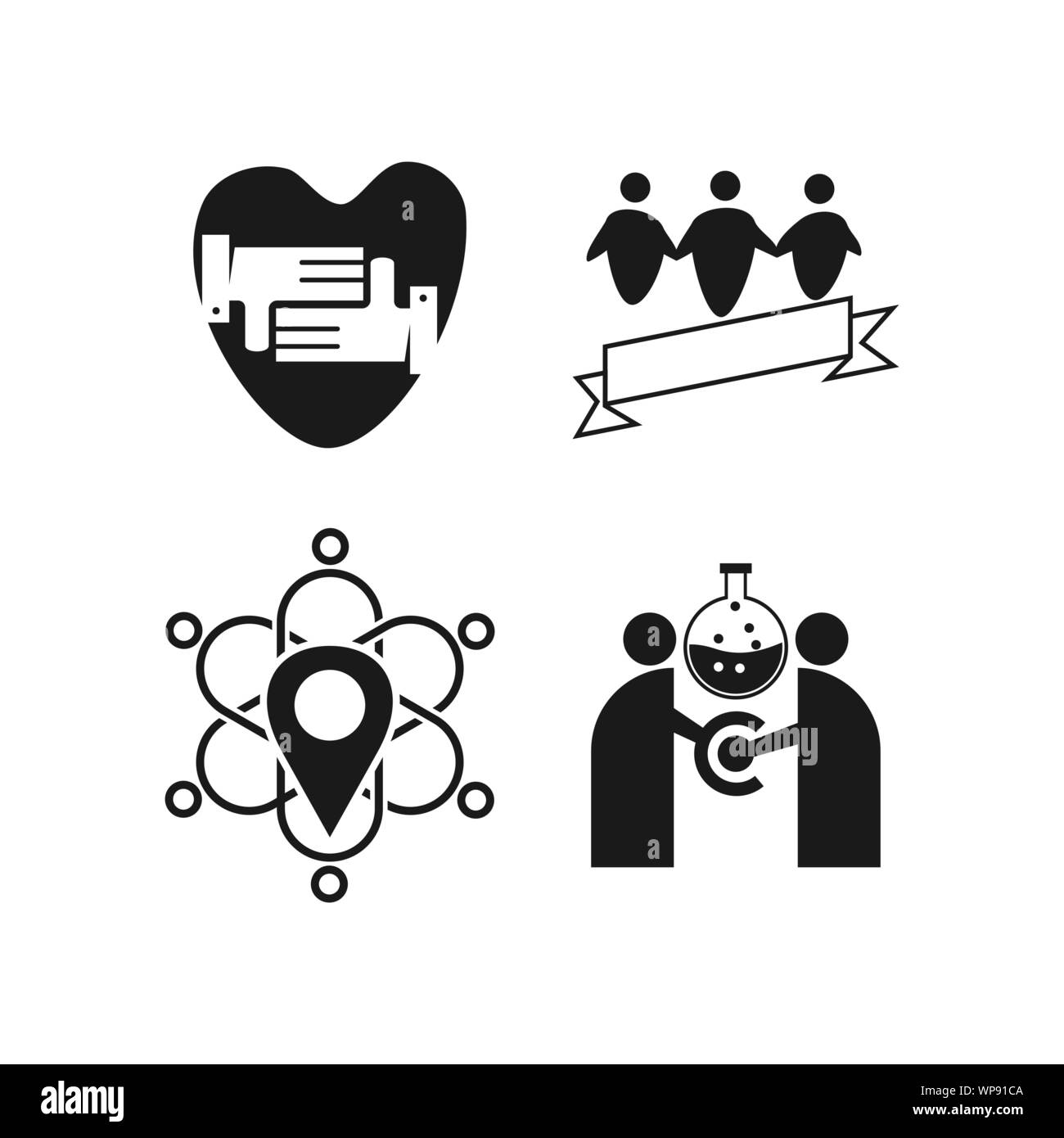 Laboratory Love Location Commitment Teamwork Together Black Logo Stock ...