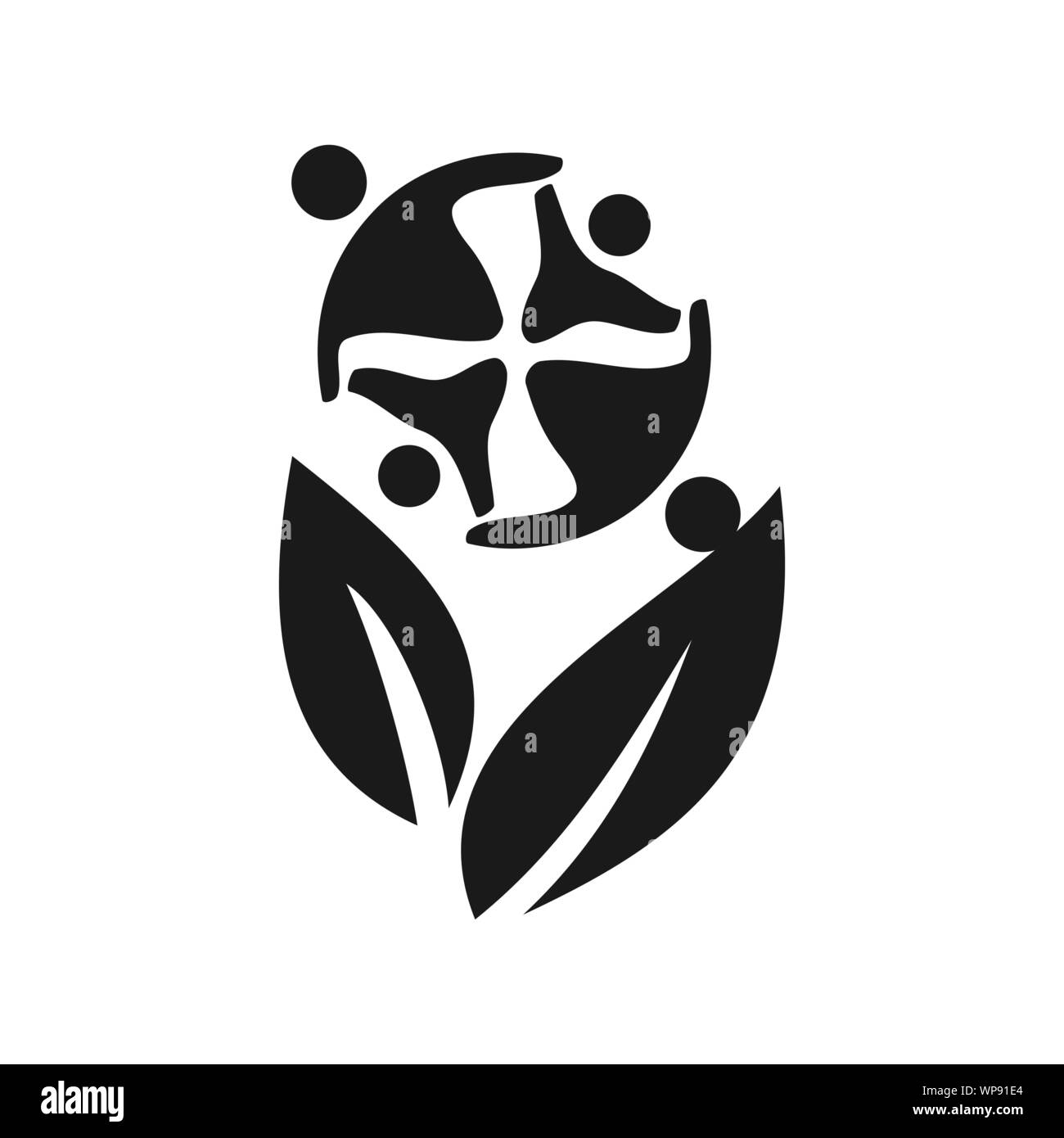 leaf Commitment Teamwork Together Black Logo Stock Vector Image & Art - Alamy