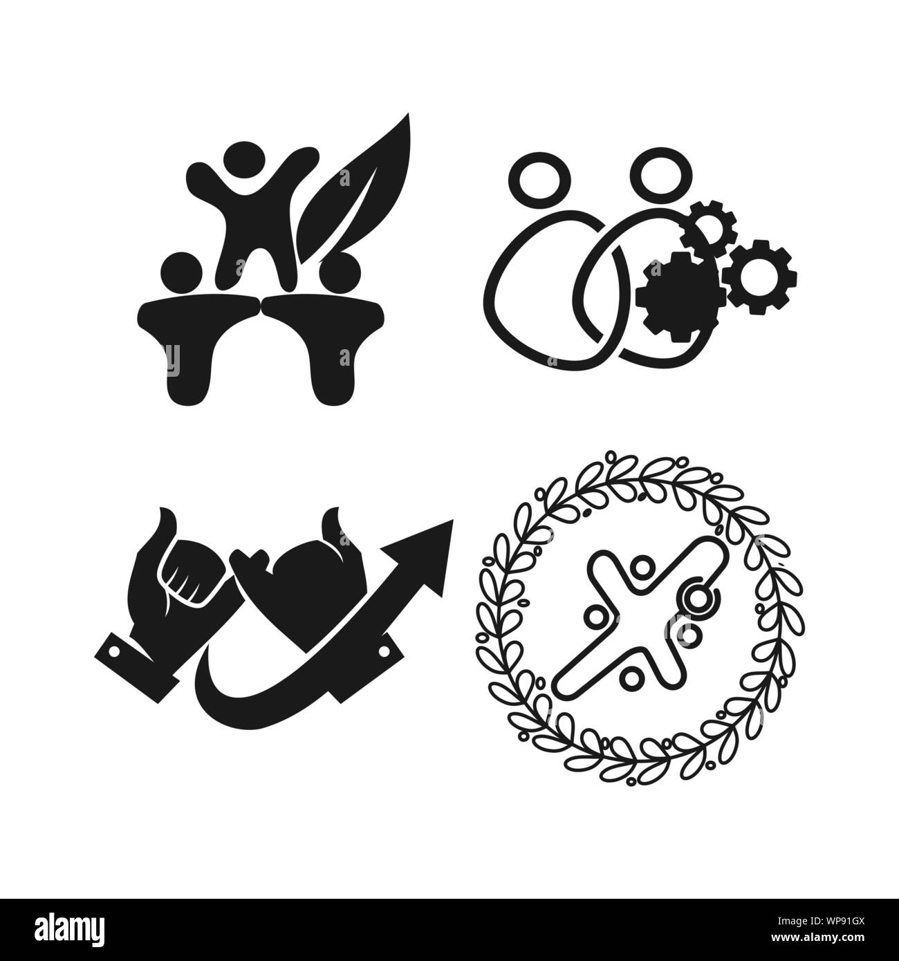 leaf gear arrow Commitment Teamwork Together Black Logo Stock Vector Image & Art - Alamy