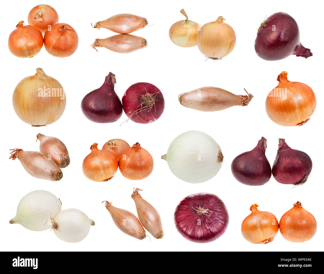 various bulb onions isolated on white background Stock Photo - Alamy