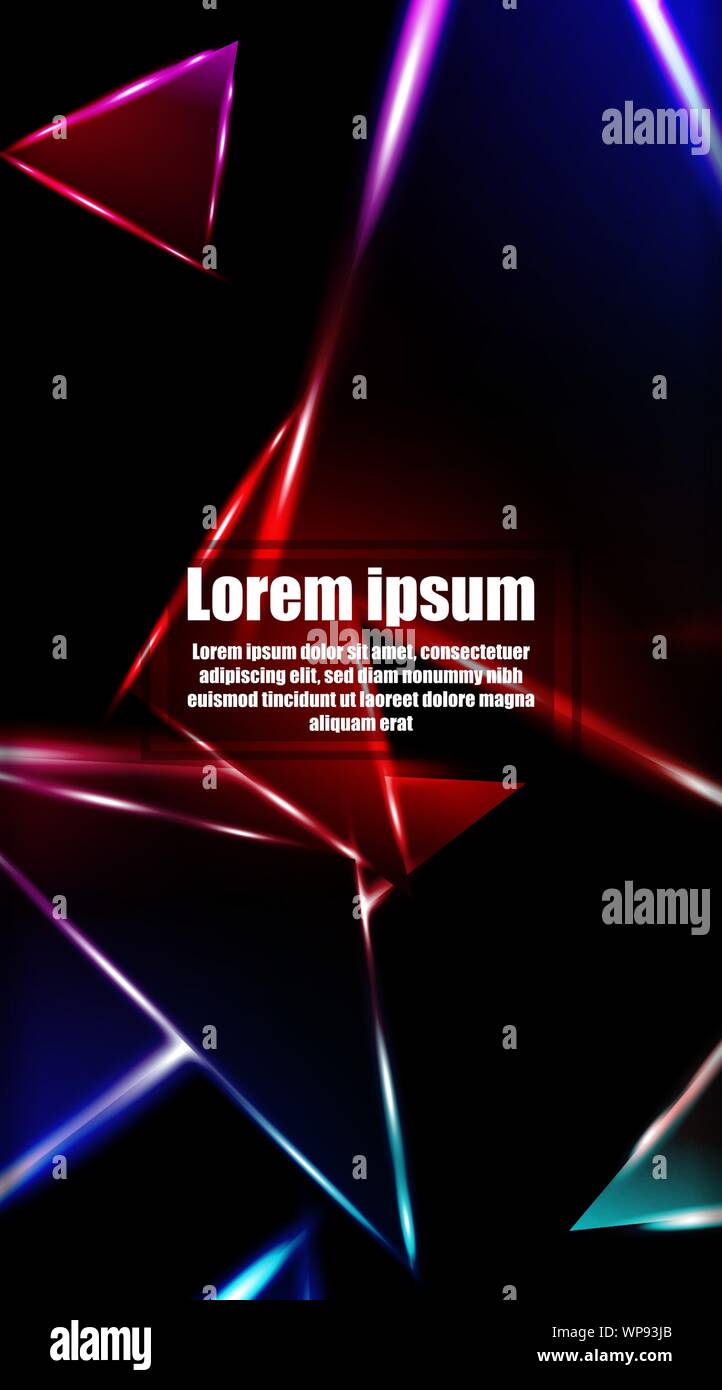 vertical abstract design. Background of a luminous triangle shape ...