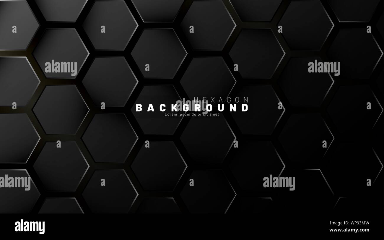 Abstract black hexagon pattern on a technology style of neon gradient background. Honeycomb ...